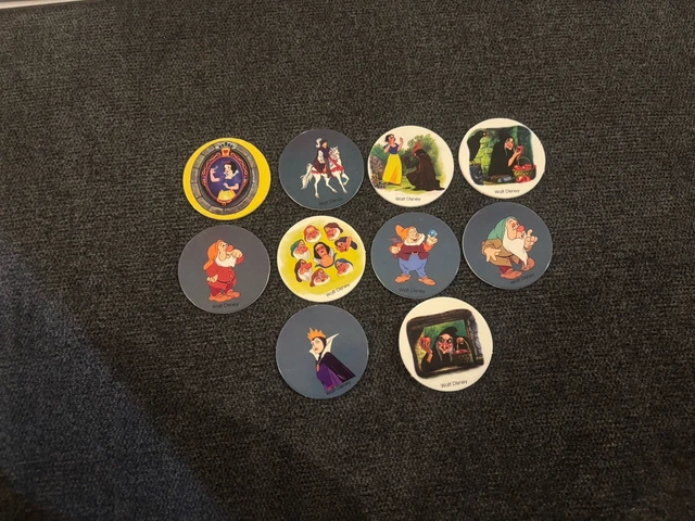 WALT DISNEY POGS MILKCAPS SNOW WHITE SEVEN DWARFS - Lot Of 10 $0.01 ...