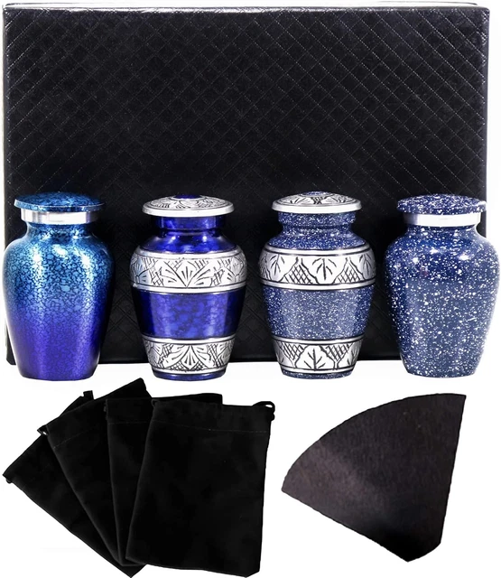 SMALL CREMATION KEEPSAKE Urns Set of 4 - Mini Urns for Human Ashes with ...