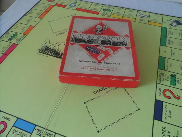 VINTAGE EARLY MONOPOLY Board Game with metal pieces Tank Ship Motorbike ...