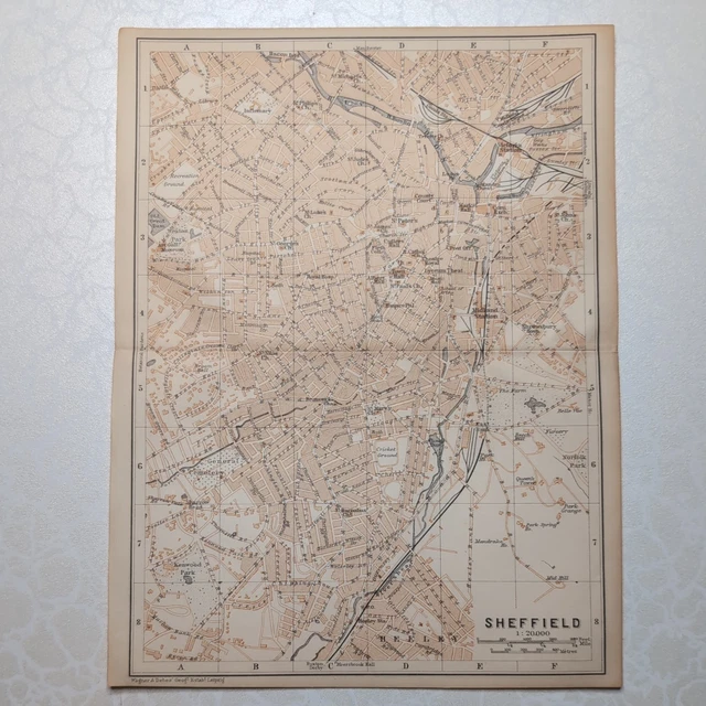 ORIGINAL 1906 BAEDEKER Town City Map Plan Of Sheffield £9.19 - PicClick UK