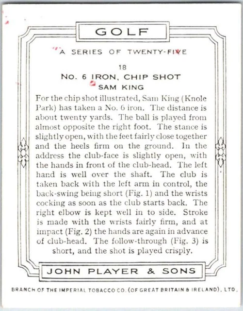1939 JOHN PLAYER & Sons Cigarettes Golf #18 Sam King V51009 $9.99 ...