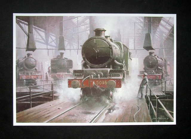 G.W.R. BEAUTIFUL STEAM ENGINE PRINT "SWINDON ROUNDHOUSE" (1981) by DON ...
