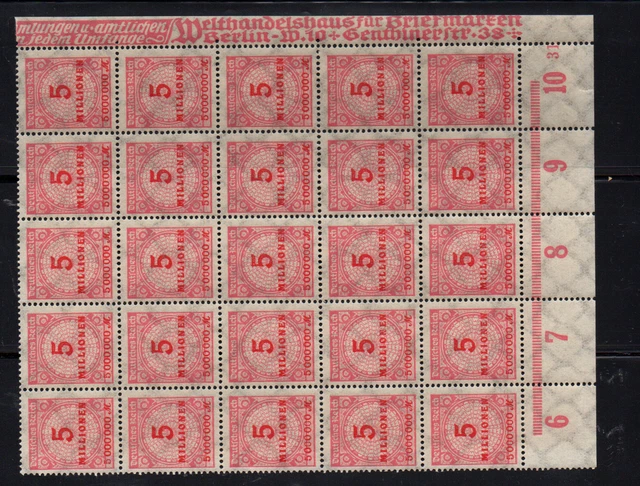 DEUTSCHES REICH INFLATION MiNr 317 Bogenteil (25X) postfrisch EUR 5,00 ...