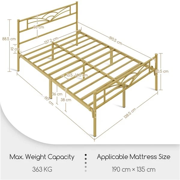 DOUBLE METAL PLATFORM Bed Frame with Cloud-inspired Design Headboard ...