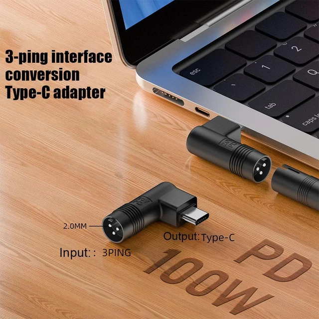 DC 3 PIN to USB C PD Power Jack Connector 65W/100w Universal Type C ...