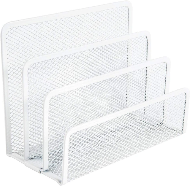 SMALL LETTER SORTER Desktop File Holder Organizer Metal Mesh 3 Vertical ...