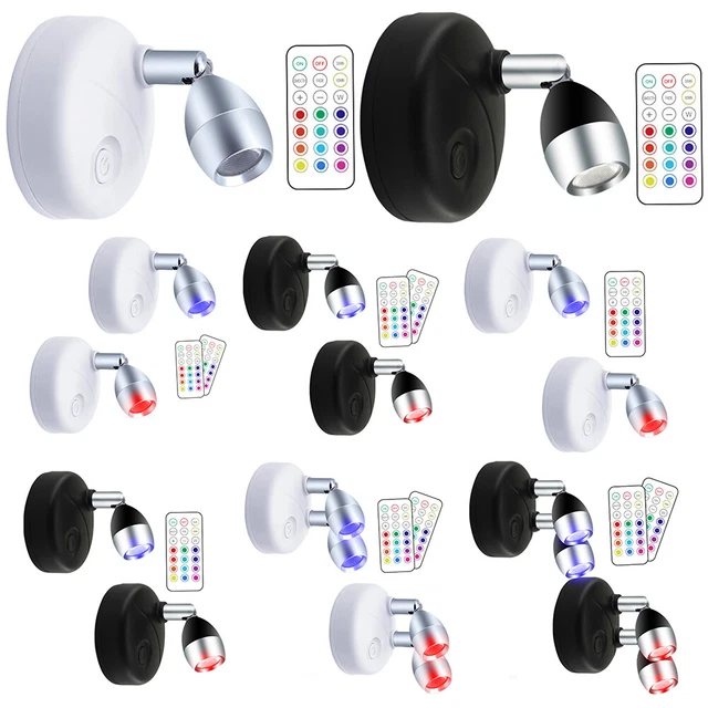 13 COLOURS RGB Wireless Spotlight LED Wall Mounted Light Remote Control ...