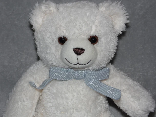 HAMLEYS MY FIRST Bear soft toy white teddy grey ribbon £12.00 - PicClick UK