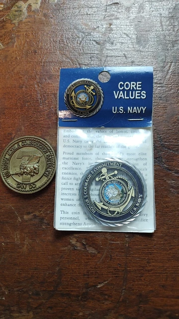 US NAVY CORE Values Challenge Coin And Construction Battalion Coin $24. ...