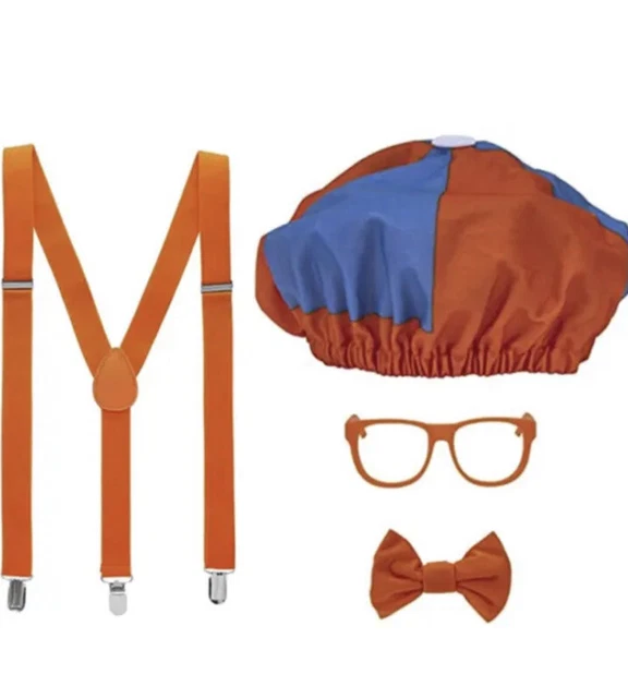 BLIPPI HAT ADULT Candy Costume Plastic Blippi Cap Orange Glasses ...