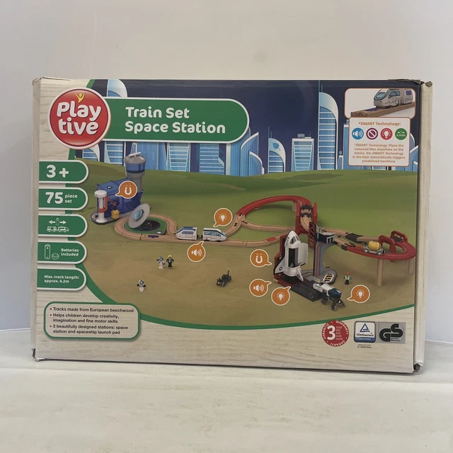 PLAYTIVE SPACE STATION Railway 75 Piece Train Set £9.99 - PicClick UK