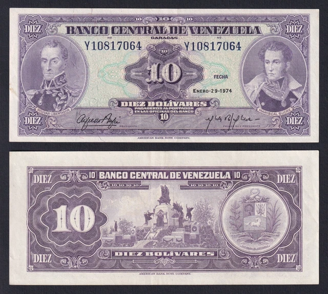 BANKNOTE VENEZUELA 10 Bolivares 1974 P.-51d SPL+/XF+ EUR 11,65 ...