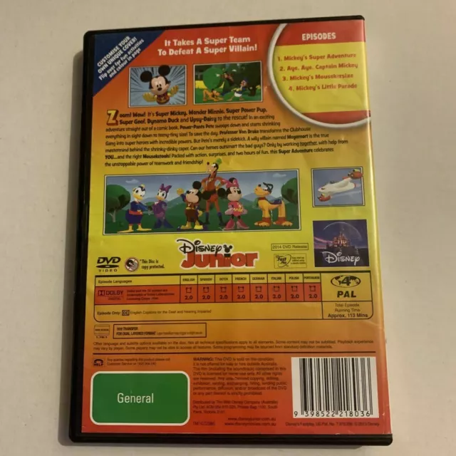 Disney Mickey Mouse Clubhouse Super Adventure Dvd 2014 Region 4and2