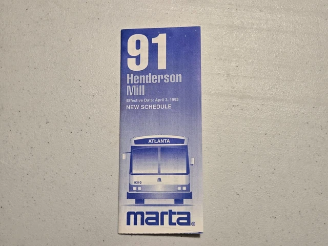 VINTAGE 1993 MARTA Atlanta Bus Map Schedule Timetable Route 91 ...