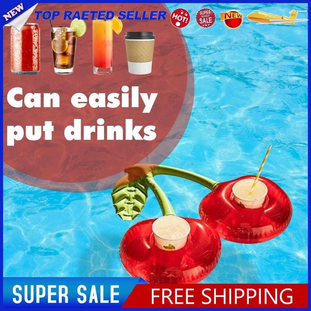 INFLATABLE CUP HOLDER Cherry Drink Stand Swimming Pool Bar Toy Float ...