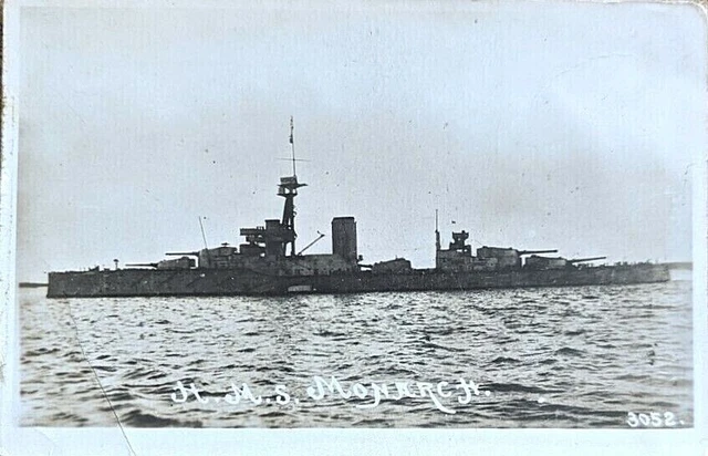 BRITISH ROYAL NAVY HMS Monarch Dreadnought Battleship Real Photograph ...