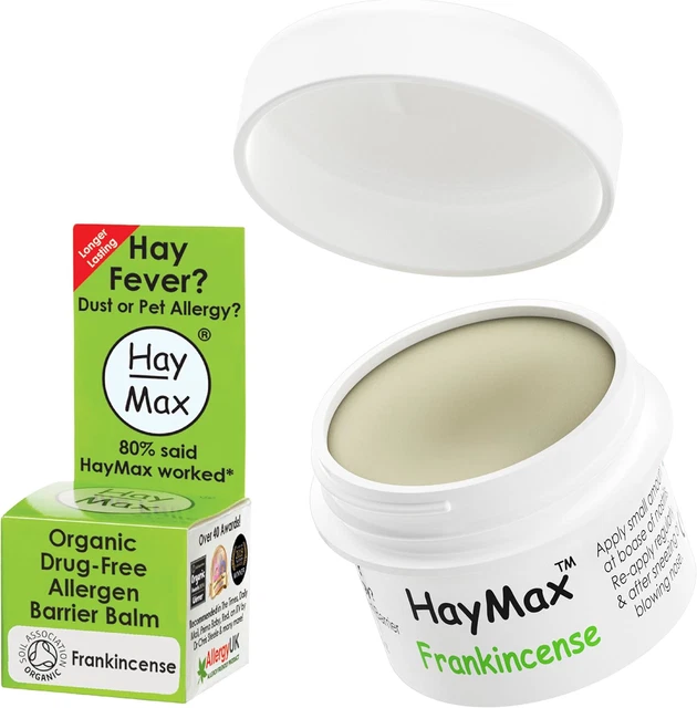 HAYMAX ALLERGEN BARRIER Balm Frankincense 5ml Organic Non-Drowsy Pollen ...