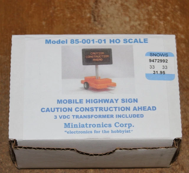 MINIATRONICS MOBILE HIGHWAY Road Sign HO 1:87 Scale Construction Ahead ...