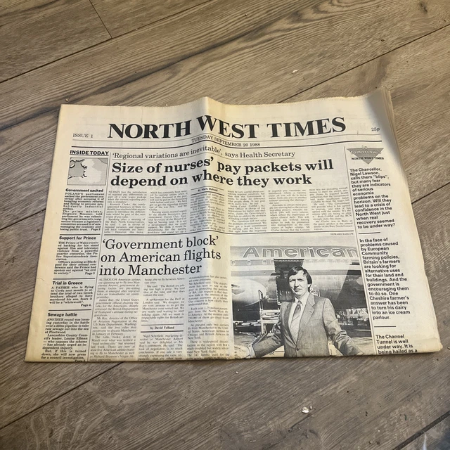 NORTH WEST TIMES Newspaper Issue 1 20 09 1988 £12.16 - PicClick UK