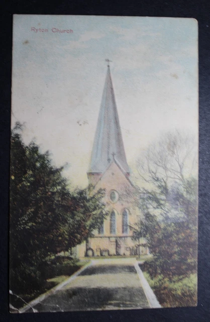 LANGLEY-ON-TYNE, NORTHUMBERLAND 1904 postmark on a Ryton Church ...