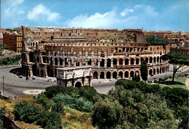 CARTOLINA ROMA COLOSSEO e Arco di Costantino Milan Formazione autografi ...