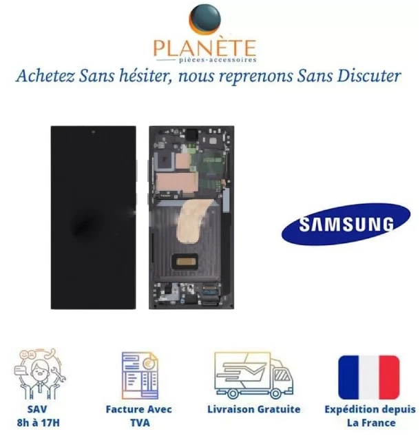 ORIGINAL ECRAN NOIR Assemblés Sur Châssis Pour Samsung Galaxy S23 Ultra (S918B) EUR 299,99 ...