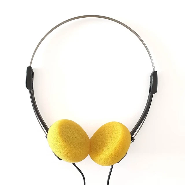 CASQUE AUDIO WALKMAN coussinets jaunes, vintage des années 80 ancien ...