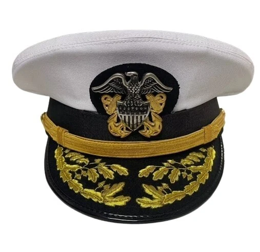 WW2 US NAVY COMMANDER ADMIRAL RANK WHITE Visor Cap Size 7 1/4 Original ...