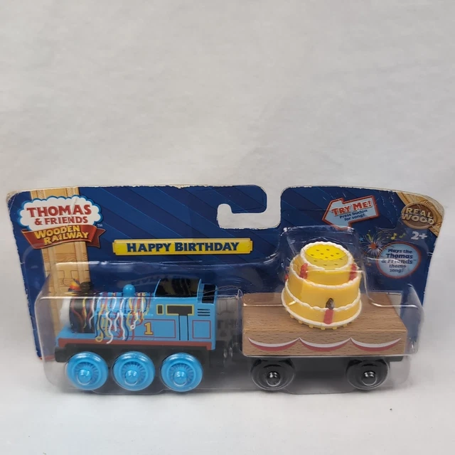 THOMAS & FRIENDS Wooden Railway Train Happy Birthday Thomas w/ Cake ...