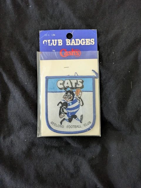 VINTAGE GEELONG FOOTBALL Club Cats Vfl Emblem Patch Woven Cloth Sew-On ...
