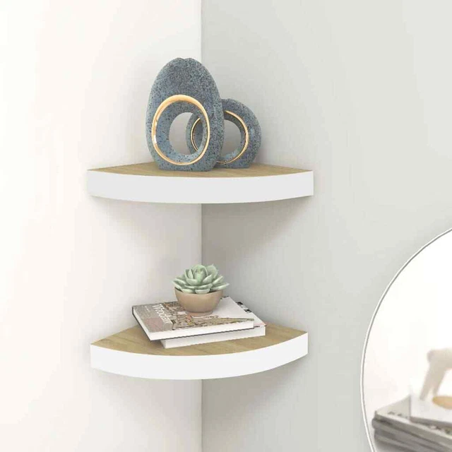 2275174 MENSOLE ANGOLARI 2pz Rovere e Bianco 25x25x3,8 cm in MDF EUR 49 ...