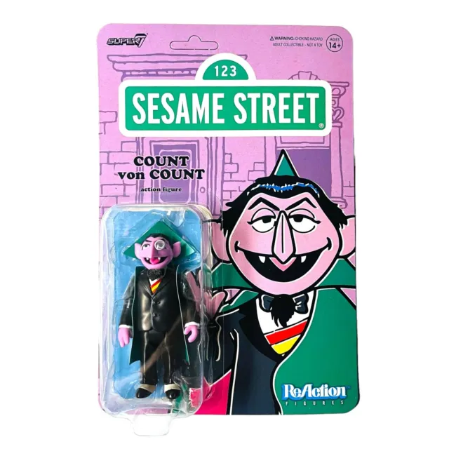 SUPER7 REACTION SESAME Street Count Von Count 3.75" Figure Jim Henson ...