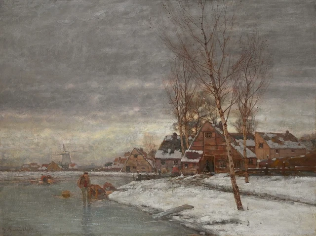 JOHANN JUNGBLUT *1860 Öl-Gemälde Romantik Landschaft Niederrhein Winter Schnee EUR 1.325,00 ...
