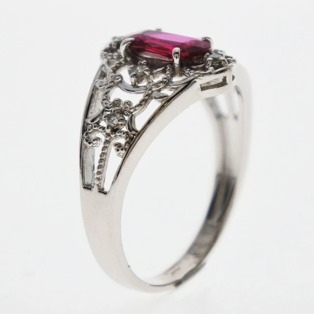 RING K18 WHITE gold/Ruby/diamond #5.5(US Size) Women EUR 324,92 ...