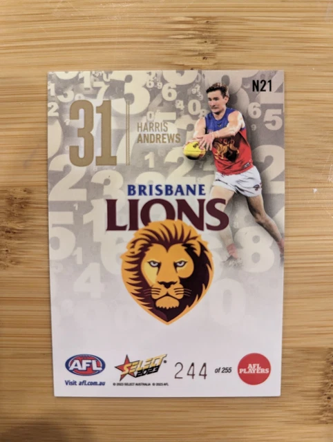 SELECT AFL FOOTY Stars 2023 - HARRIS ANDREWS Brisbane Lions Numbers N21 ...