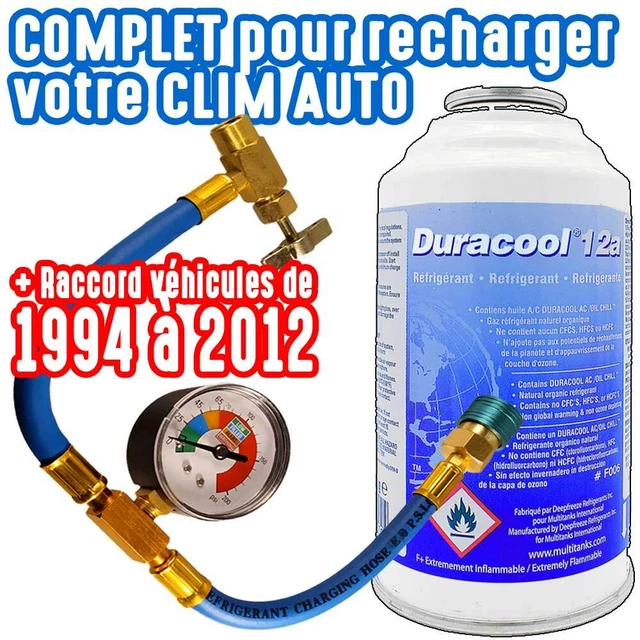 KIT COMPLET, RECHARGE de gaz, Duracool 12A, clim voiture auto remplace ...