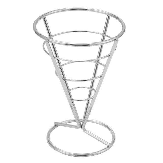 4 PIÈCES FRITES Support CôNe Panier Porte-Frites avec Trempette Dishe ...