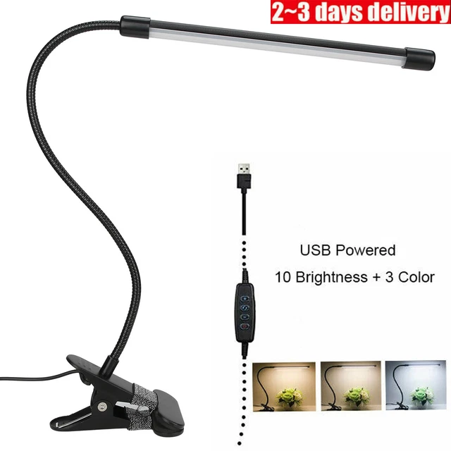 USB CLIP ON Desk Lamp Flexible Clamp Reading Light LED Bed Table ...