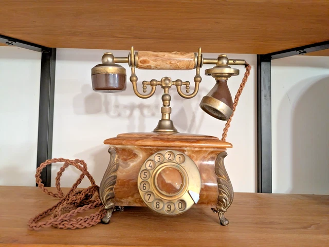 VINTAGE ITALIAN GOLD-PLATED onyx marble rotary telephone (Telcer ...