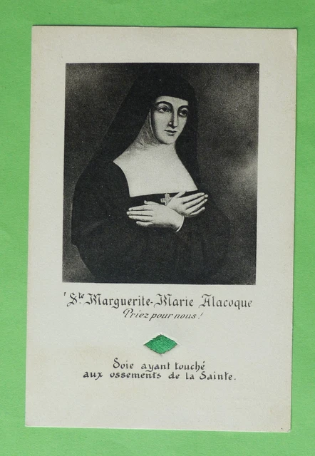 SANTINO HOLY CARD Image pieuse Relique Soie Ossements Marguerite-Marie ...