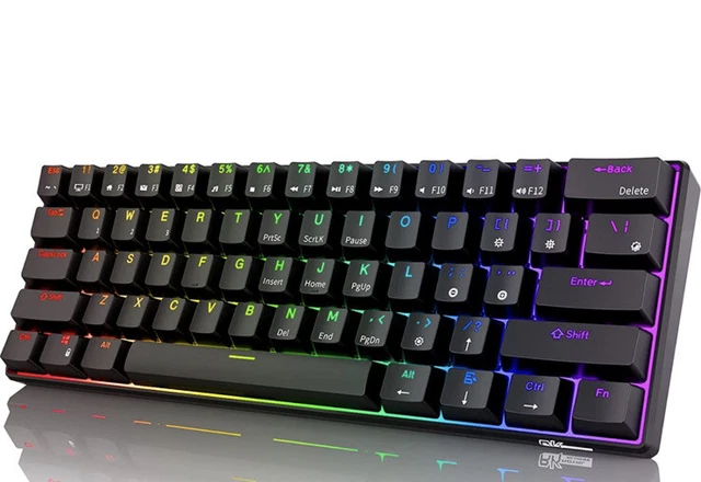 ROYAL KLUDGE RK61 Mechanical Keyboard Black Tri Modes Red Switch Yellow ...
