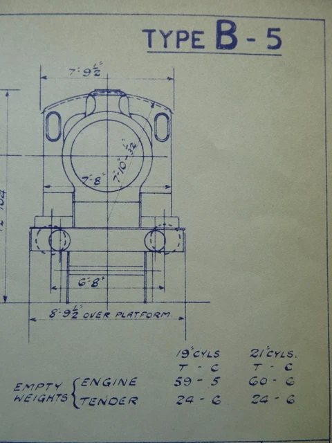 RAILWAY TECHNICAL DRAWING LNER TYPE B-5 LOCOMOTIVE Built c1902-1905 £19 ...