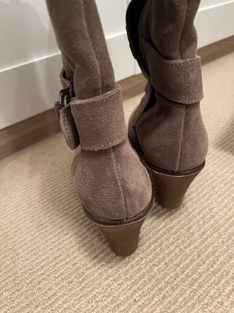 DUNE TAUPE SUEDE Leather Wedge Knee High Boots. Excellent Condition ...