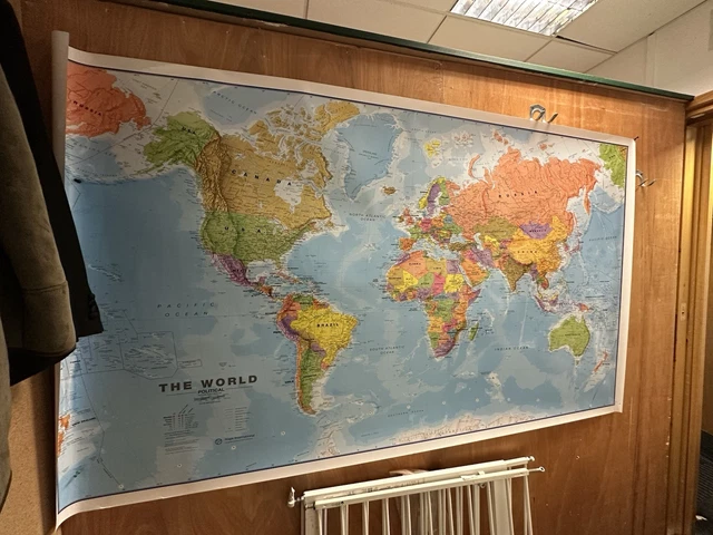 GIANT WORLD Map Detailed Political Map, Big Colourful 79 X 46 Inch £20. ...