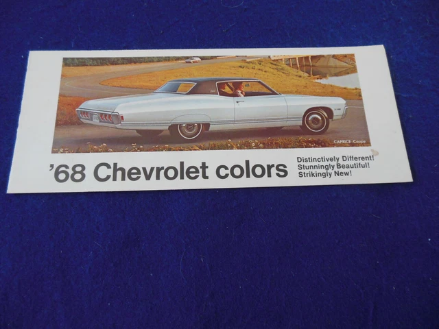 ORIGINAL 1968 CHEVROLET Exterior Color Chart Brochure Camaro Chevy II ...