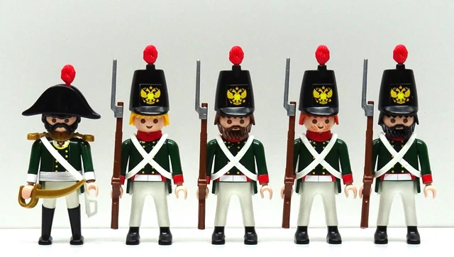 5 X RUSSE Garde Soldat Playmobil Infantrie Vs.Napoléon Soldats Haut ...