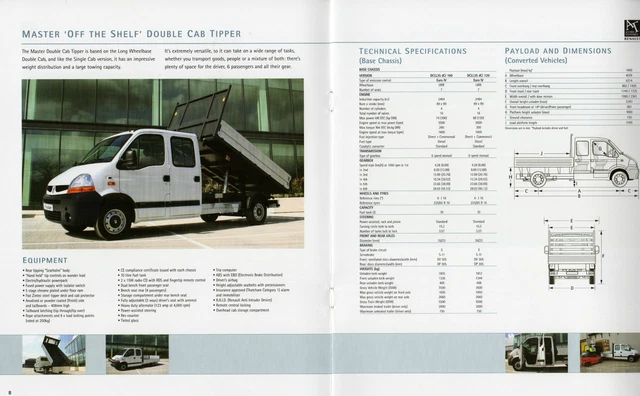 RENAULT TRAFIC & Master Conversions 2007 UK Market Brochure Tipper ...