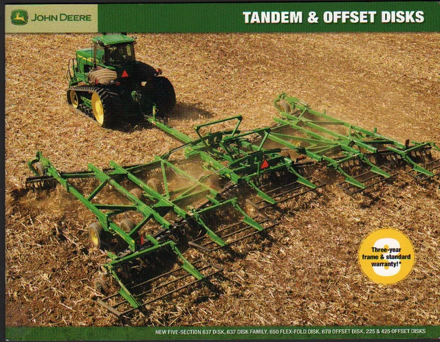 JOHN DEERE TANDEM & Offset Tractor Disk Harrow Brochure Leaflet £5.00 ...