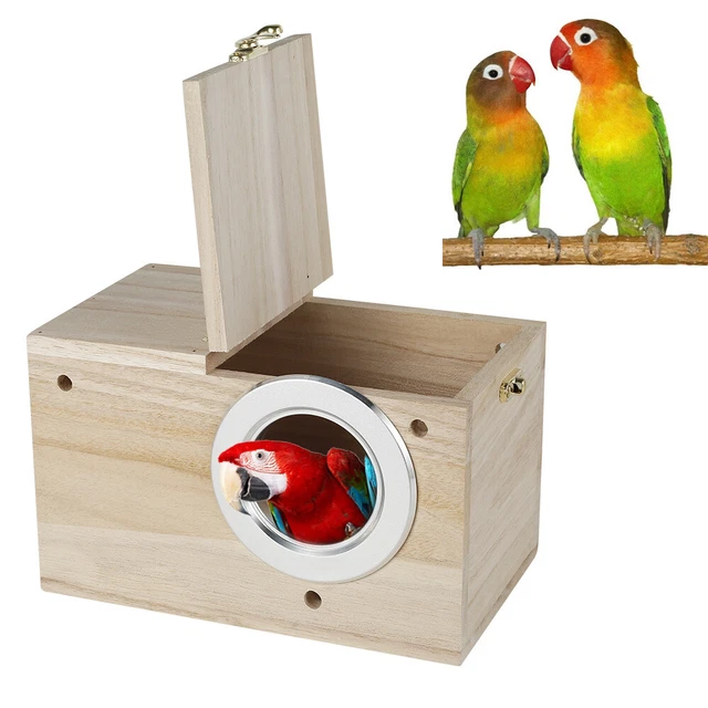 WOODEN BIRD BREEDING Box Cage Parrot Budgie Nesting House Lovebirds ...