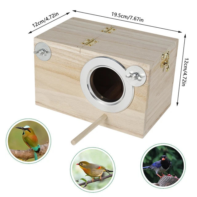 WOODEN BIRD BREEDING Box Cage Parrot Budgie Nesting House Lovebird ...